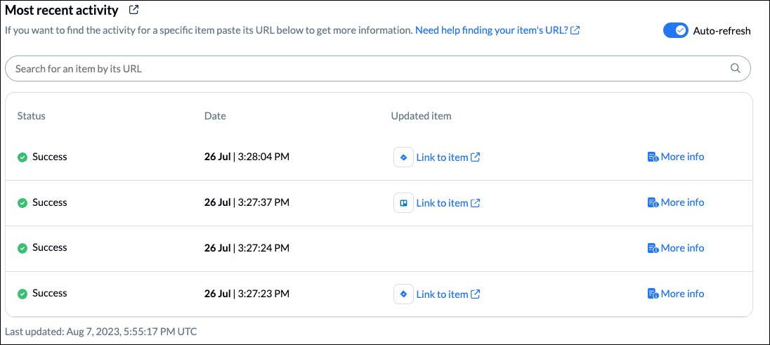 What is the Most Recent Activity Log?